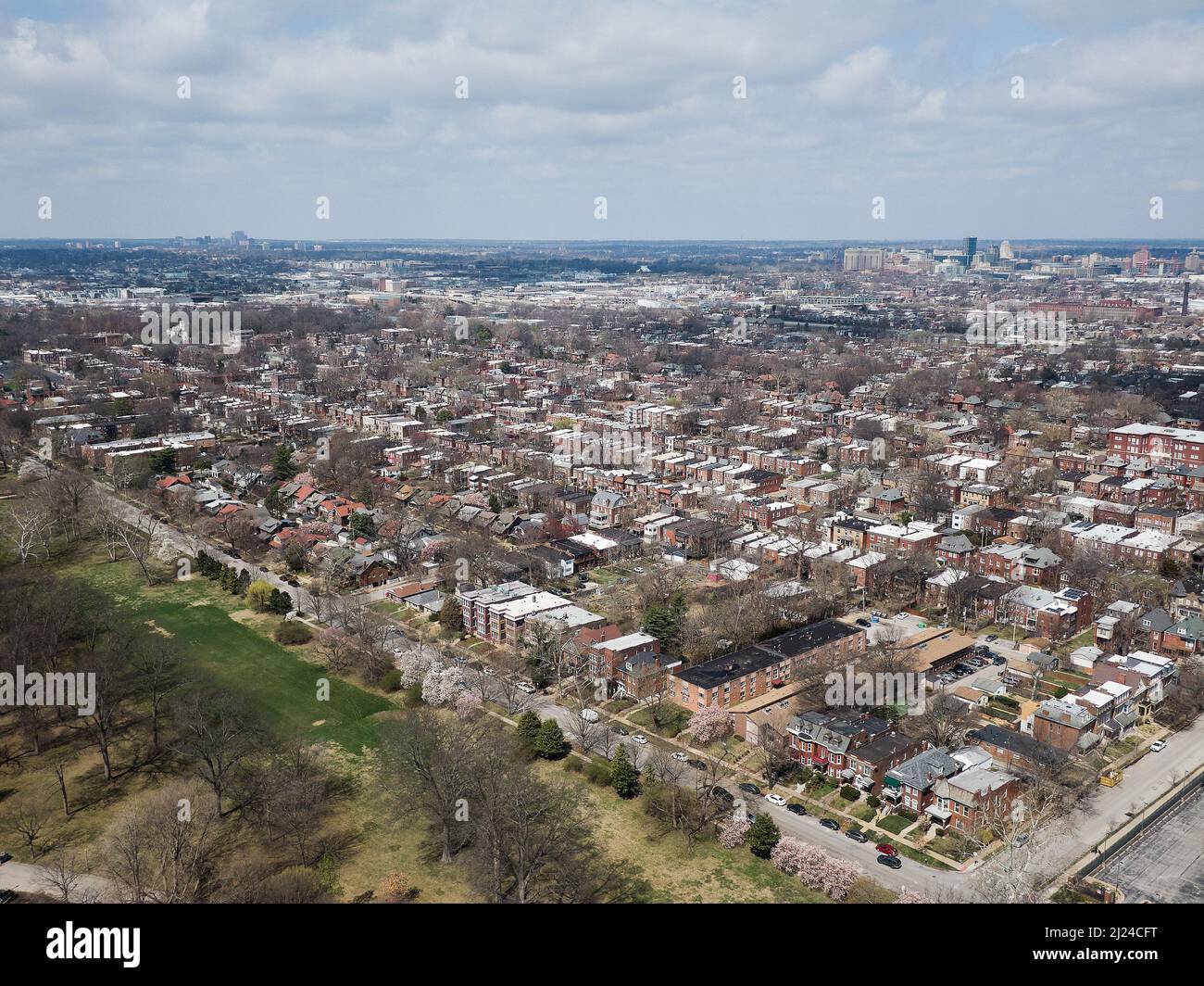 Aerial view around Tower Grove Park Stock Photo - Alamy