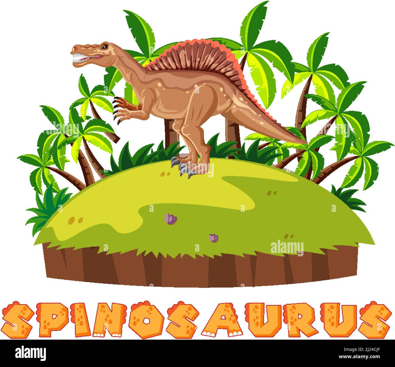 Prehistoric island with spinosaurus illustration Stock Vector Image ...