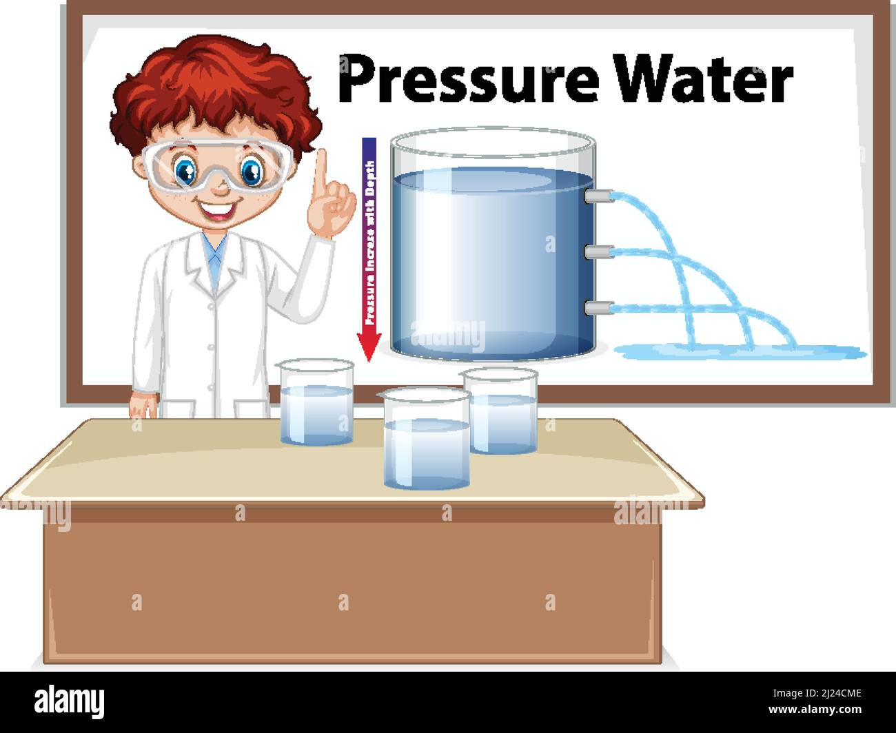 Scientist boy explaining pressure water illustration Stock Vector Image ...