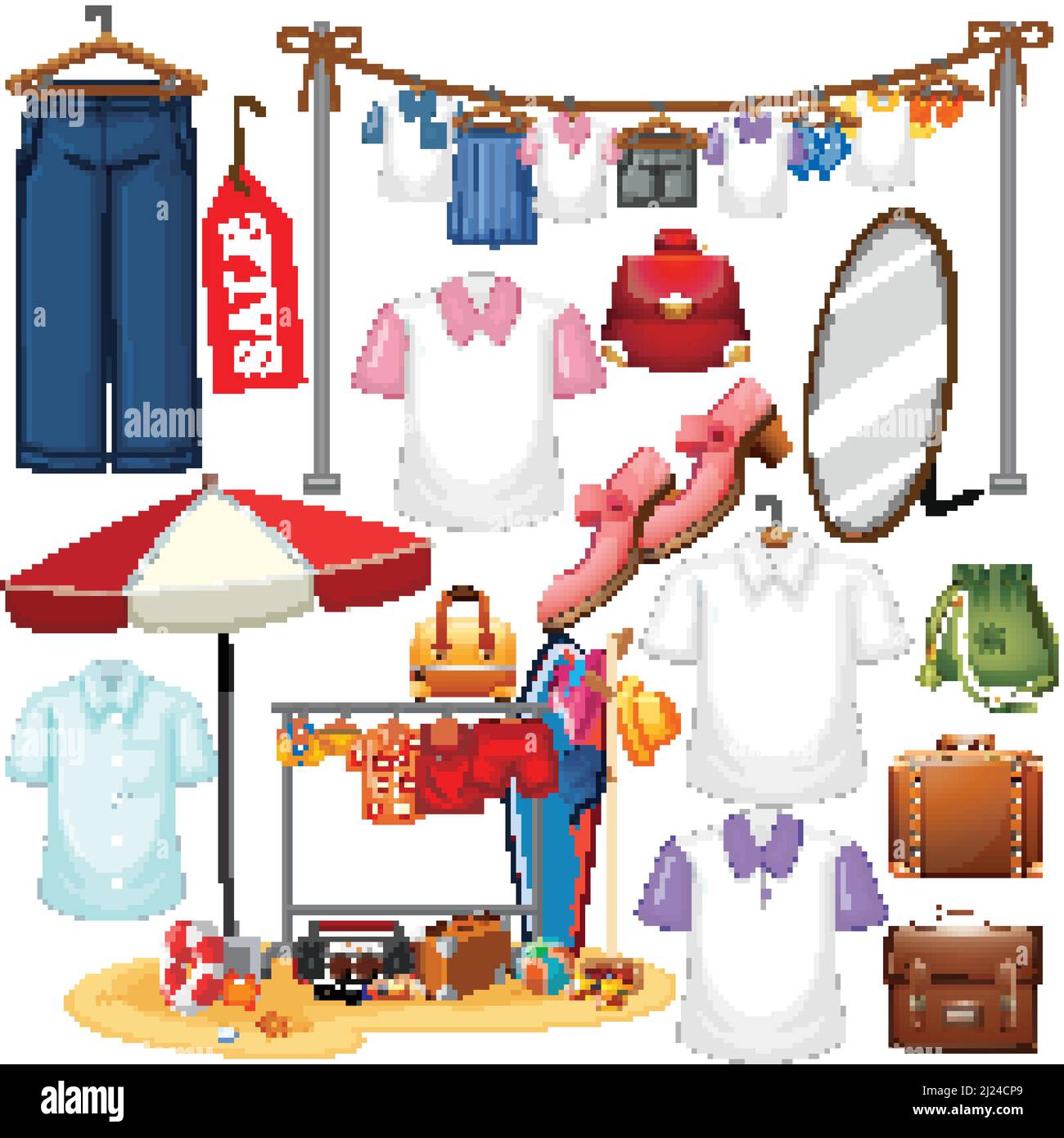 A set of different cloth on white background illustration Stock Vector ...