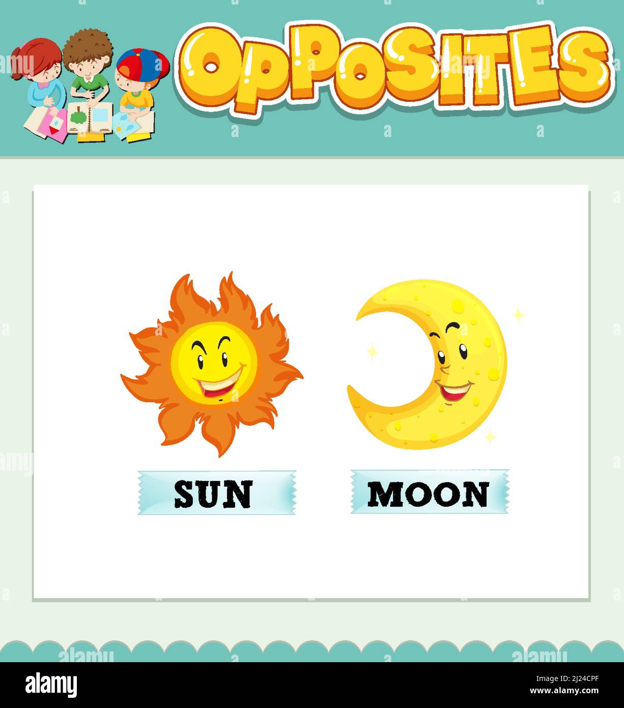 Opposite words for sun and moon illustration Stock Vector Image & Art ...
