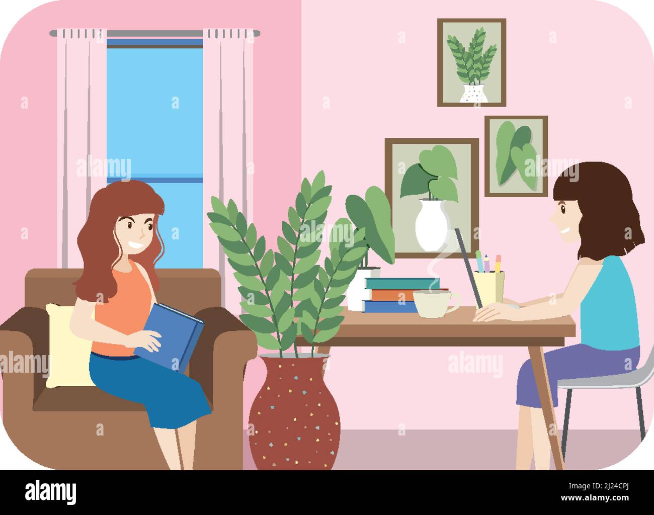 Workroom interior in flat design concept illustration Stock Vector ...