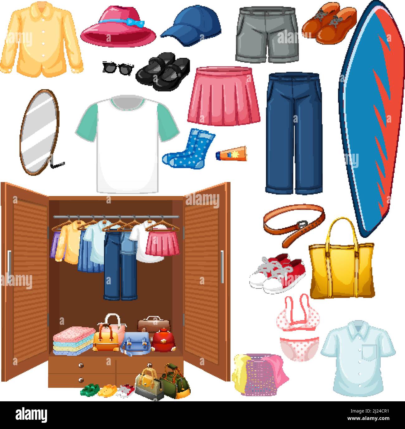 A set of different cloth on white background illustration Stock Vector ...