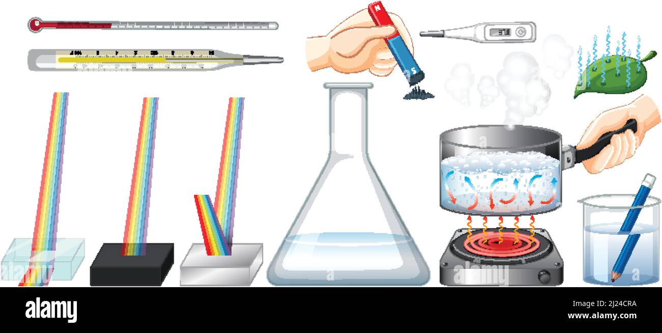 Set of equipment needed for science experiment illustration Stock ...