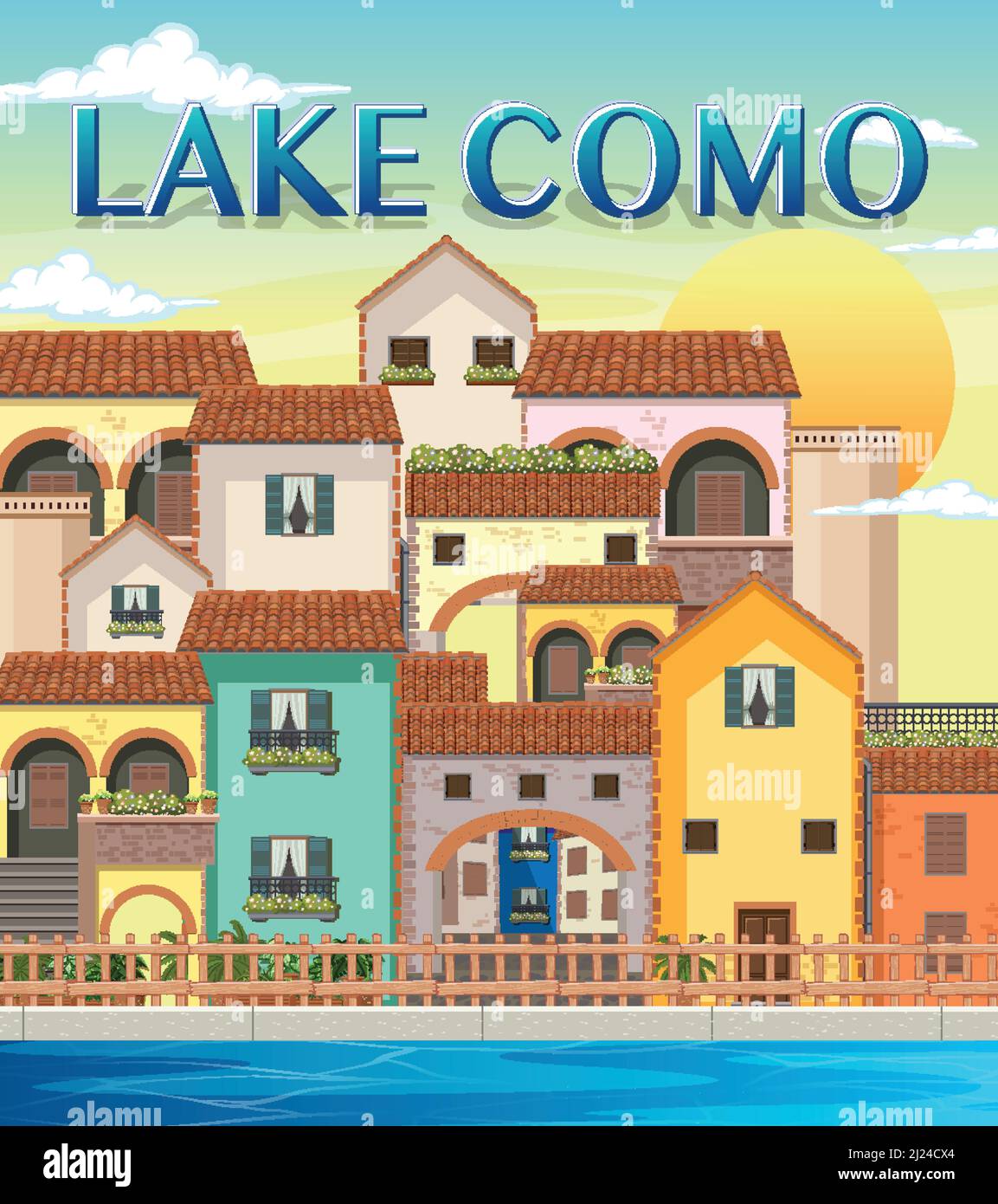 Italy iconic tourism attraction building background illustration Stock ...