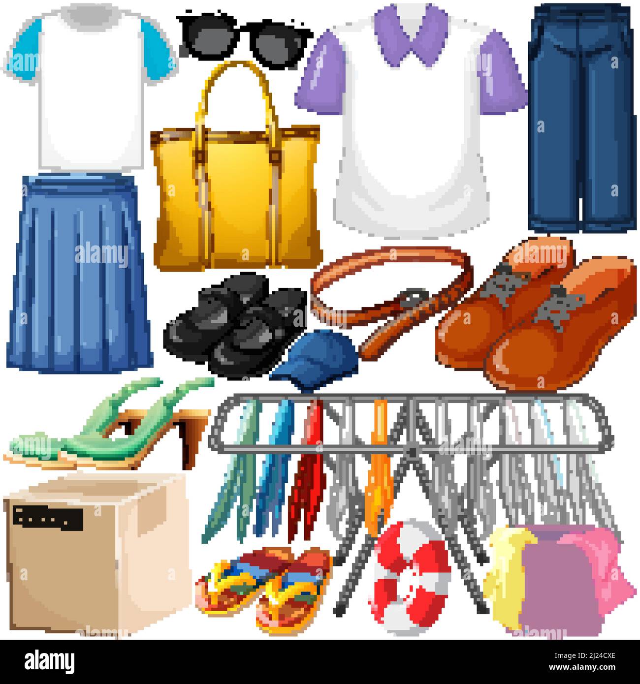 A set of different cloth on white background illustration Stock Vector ...