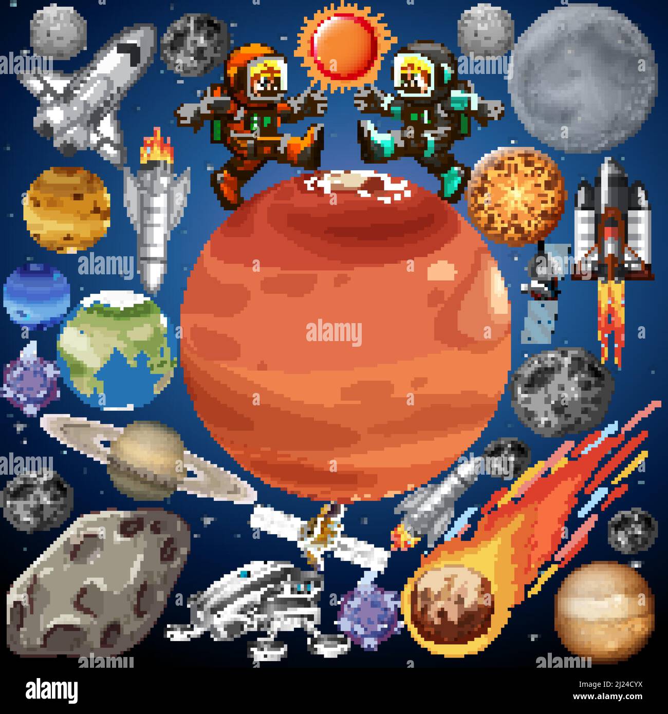 Set of space objects in space illustration Stock Vector Image & Art - Alamy