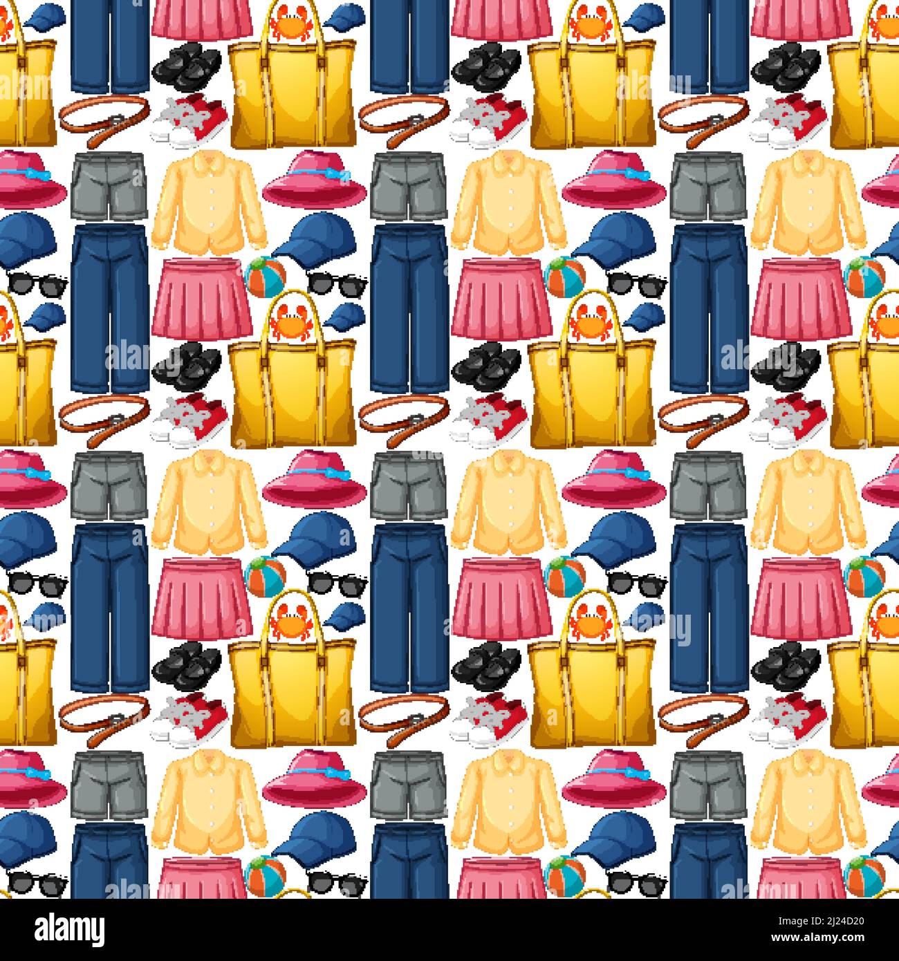 Seamless background design with cloth theme on white background ...