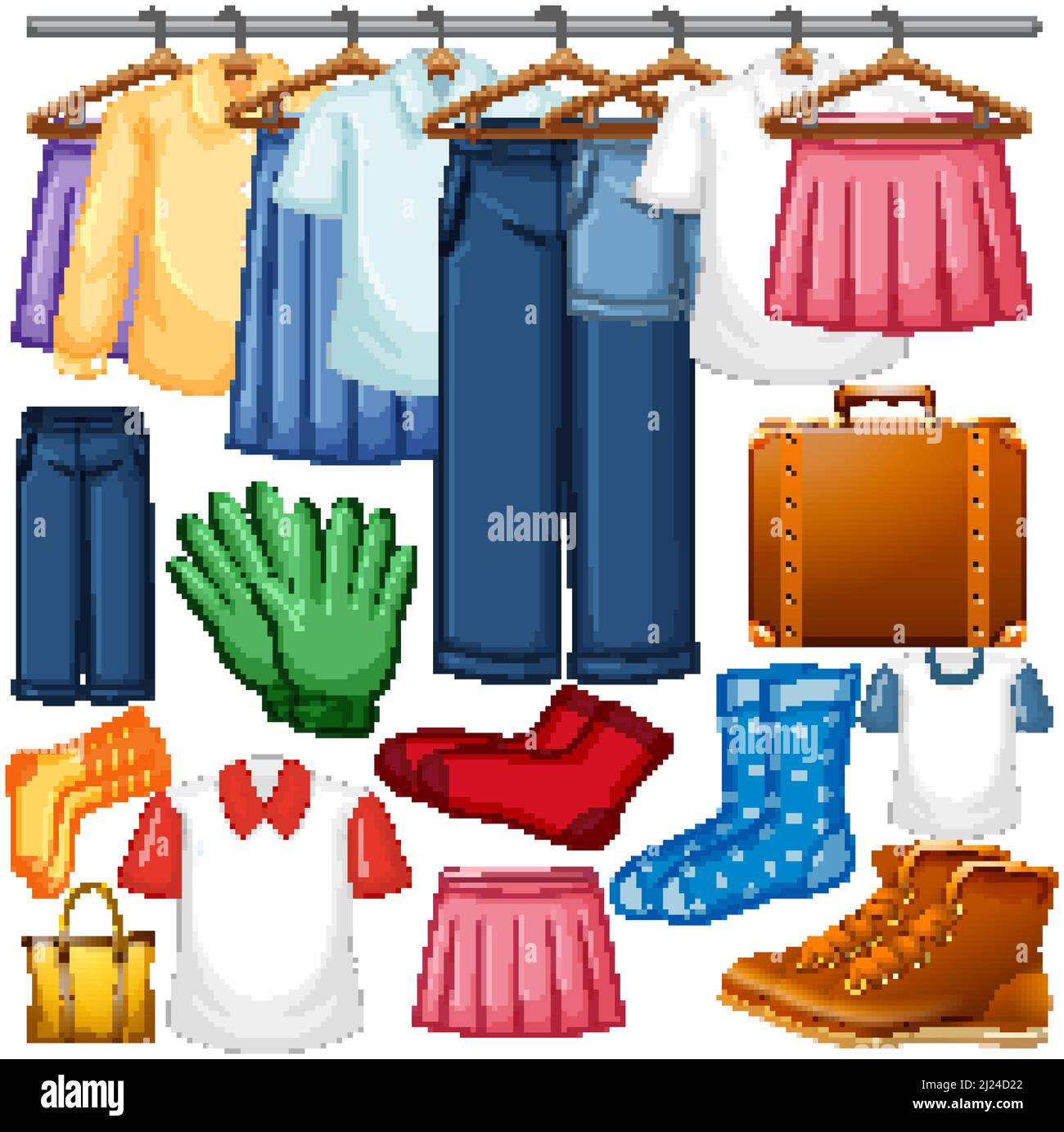 A set of different cloth on white background illustration Stock Vector ...