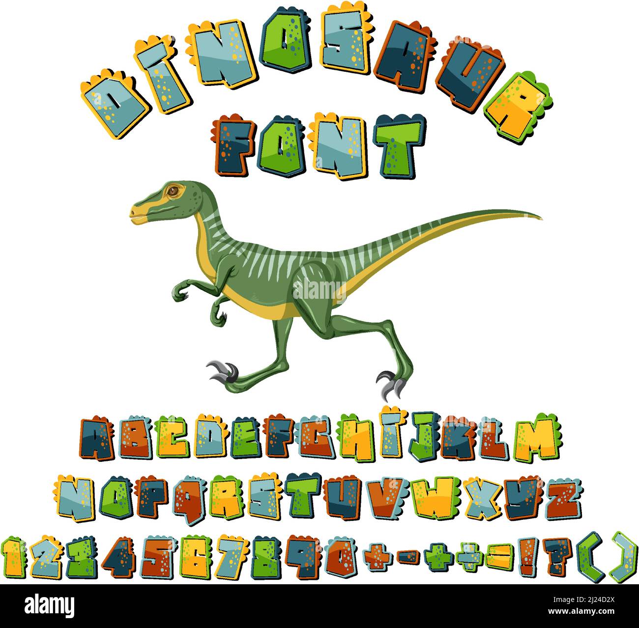 Cartoon dino font dinosaur alphabet letters and numbers Cut Out Stock ...