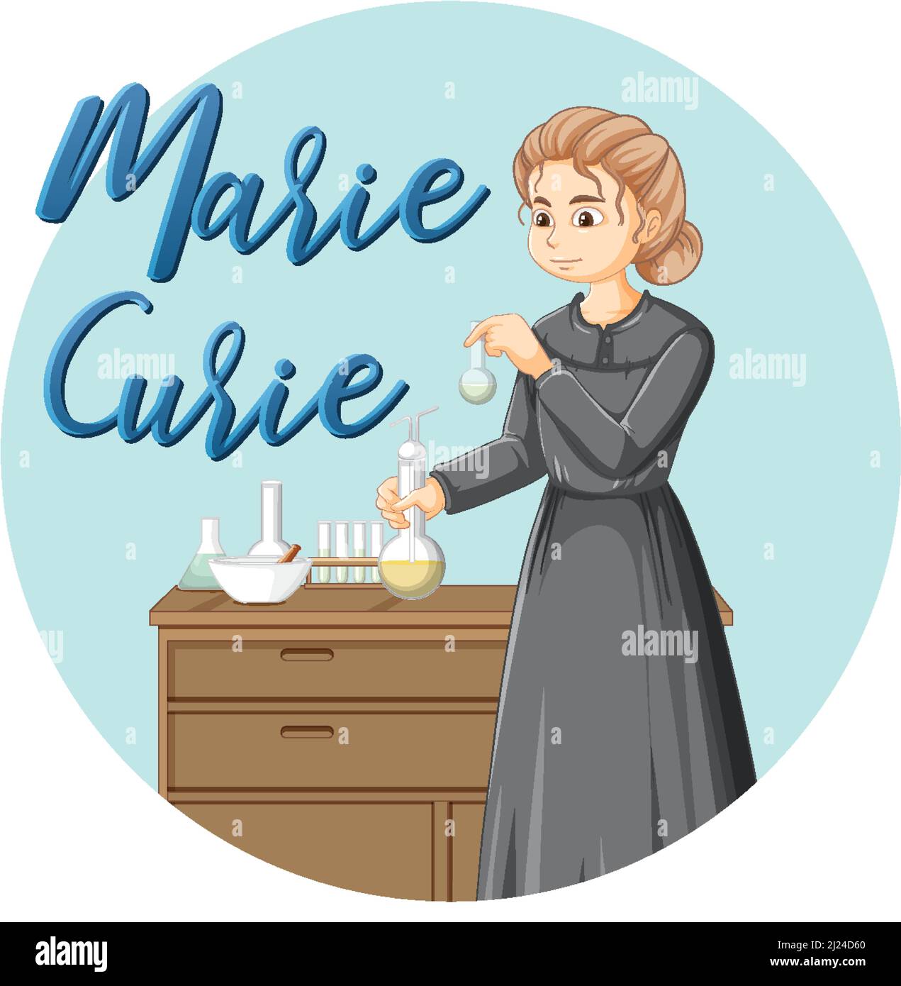 Portrait of Marie Curie in cartoon style illustration Stock Vector ...