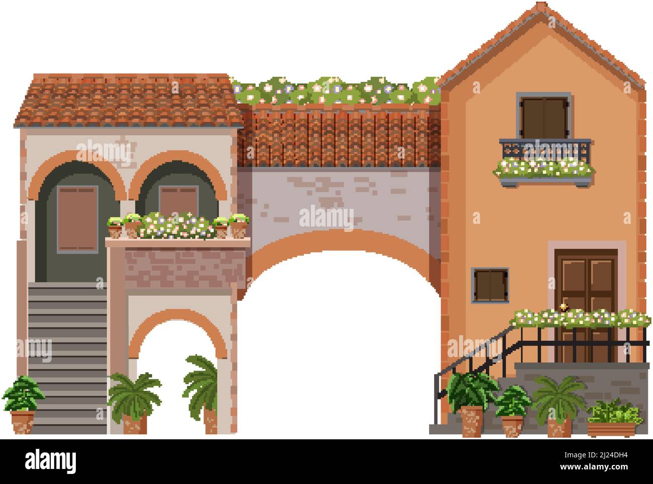 Traditional Italian architecture house building illustration Stock ...
