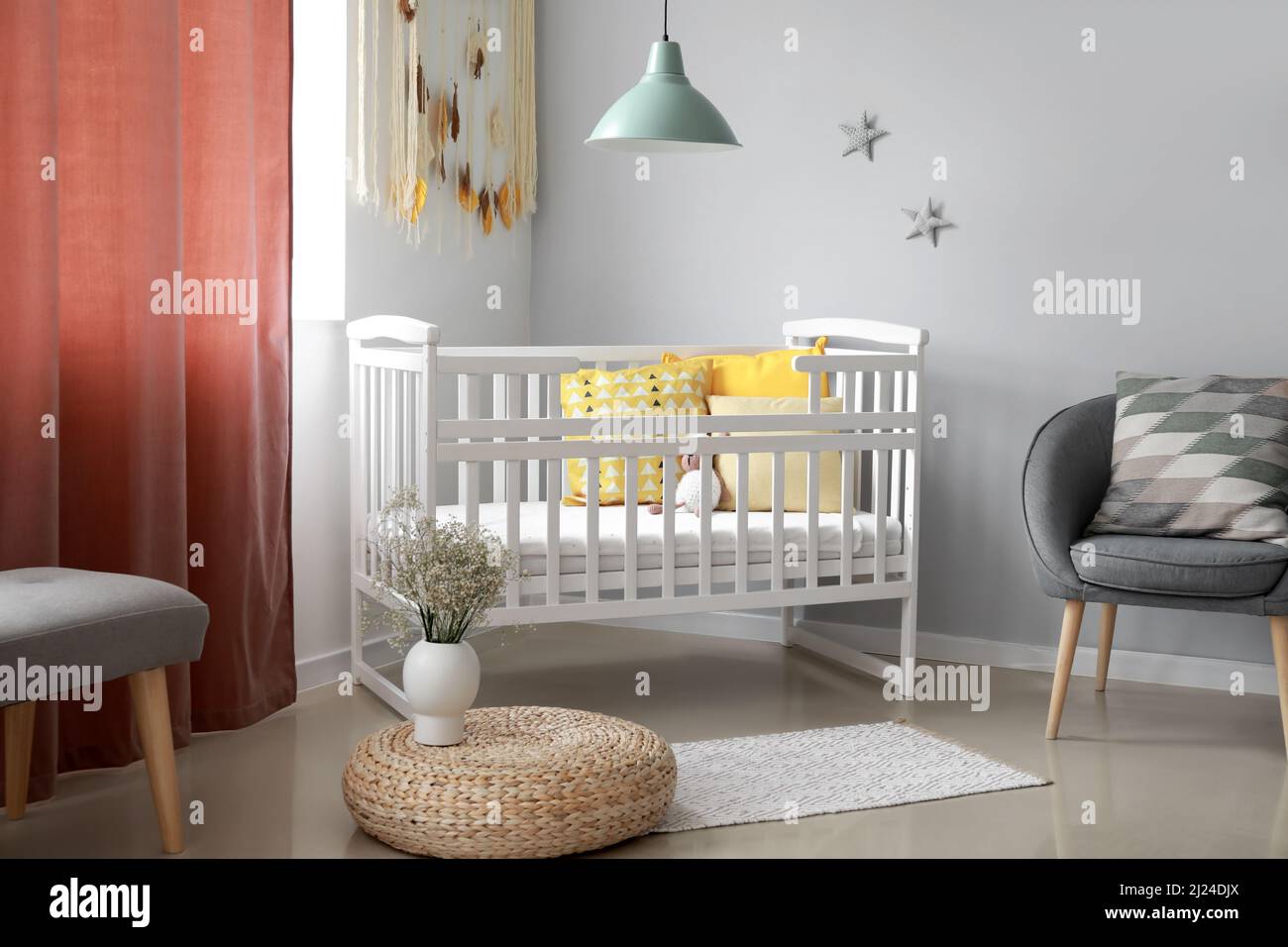Interior of stylish children's room with comfortable armchair and ...