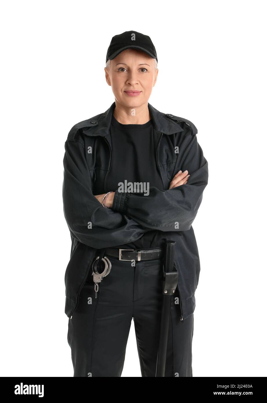 Female security guard isolated on white Stock Photo - Alamy