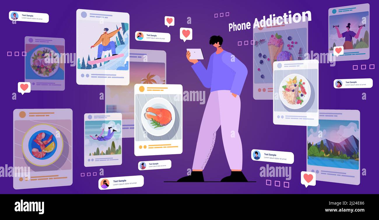 man blogger sharing photos at social networks guy making posts for ...