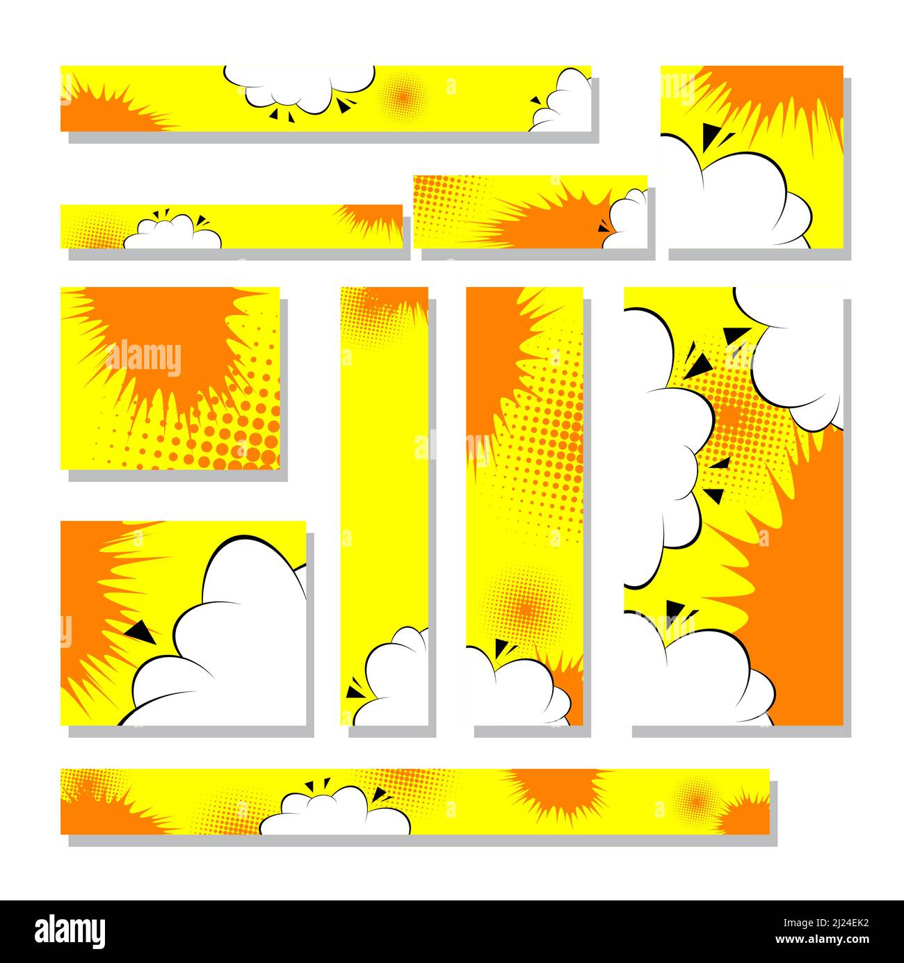 Comic Book banner set illustration. Vector collection of Pop Art ...