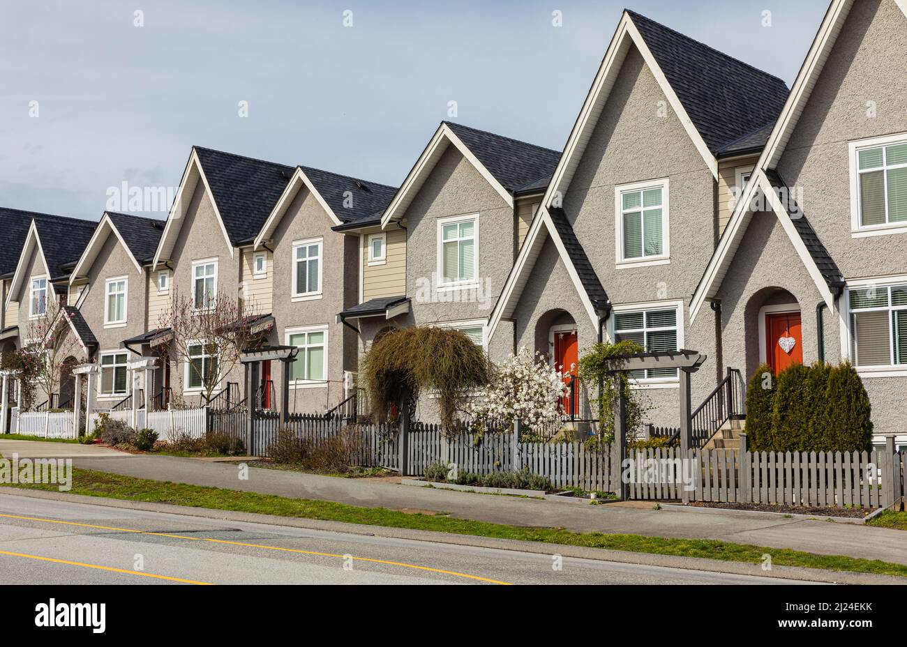 Neighborhood modern houses building in BC, Canada. Canadian modern ...