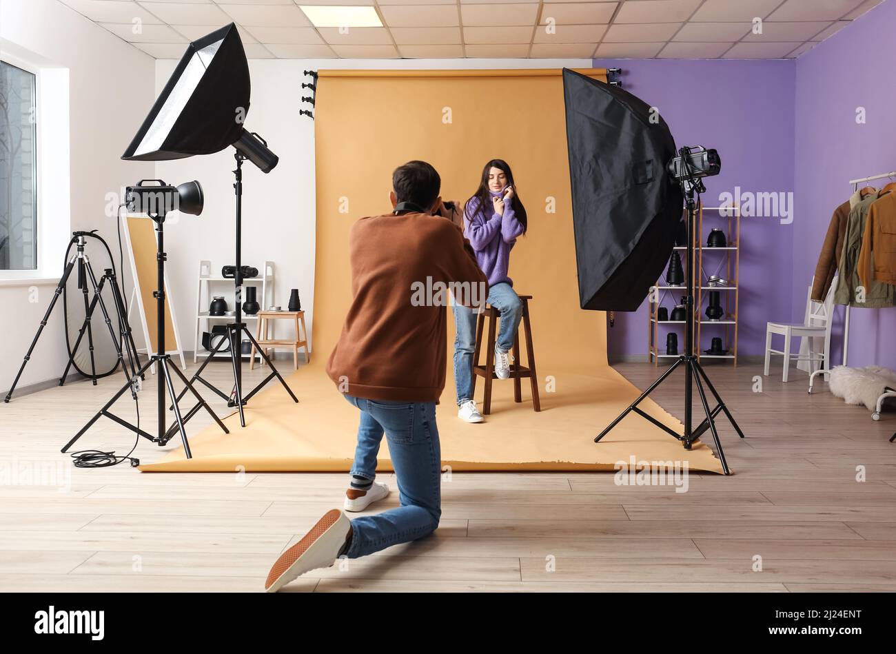 Back view of man sitting on workspace hi-res stock photography and ...