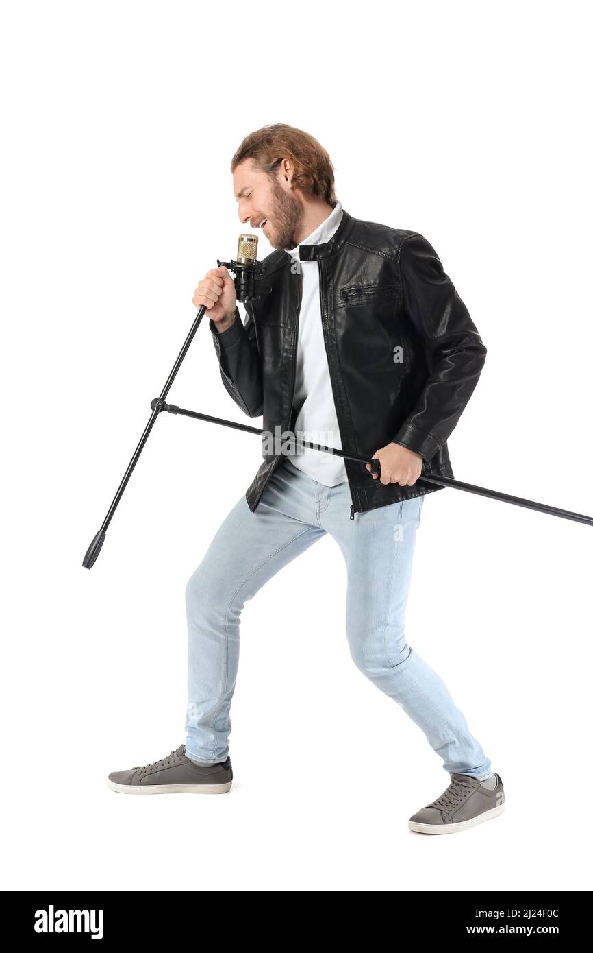 Music celebrity on stage singing microphone Cut Out Stock Images ...