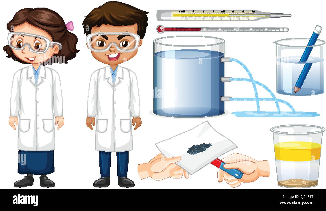 Set of equipment needed for science experiment illustration Stock ...