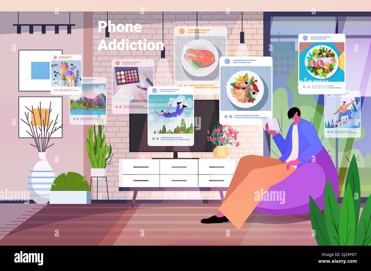 man blogger sharing photos at social networks guy making posts for ...