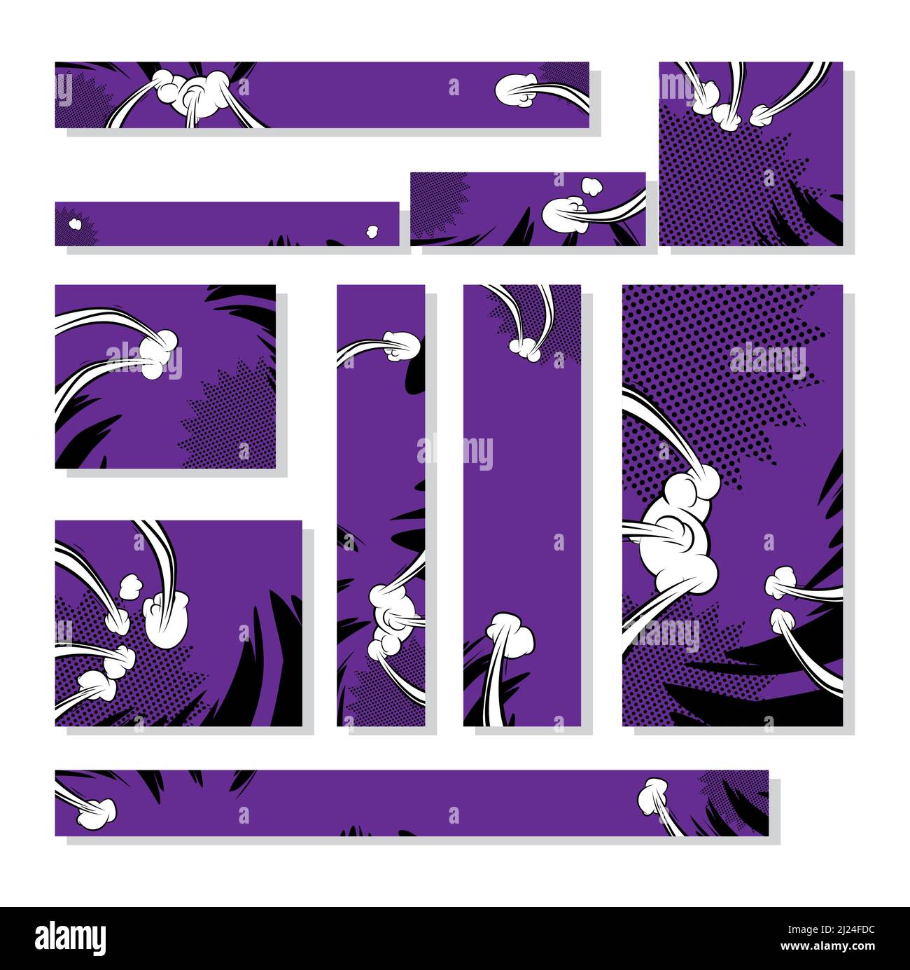 Comic Book banner set illustration. Vector collection of Pop Art ...