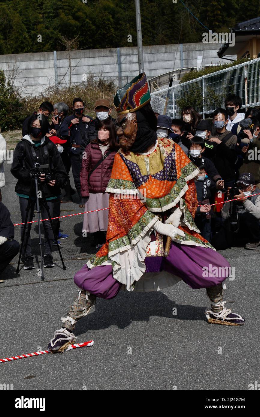iida, nagano, japan, 2022/24/03 , Lion Dance on a Float. The ritual ...