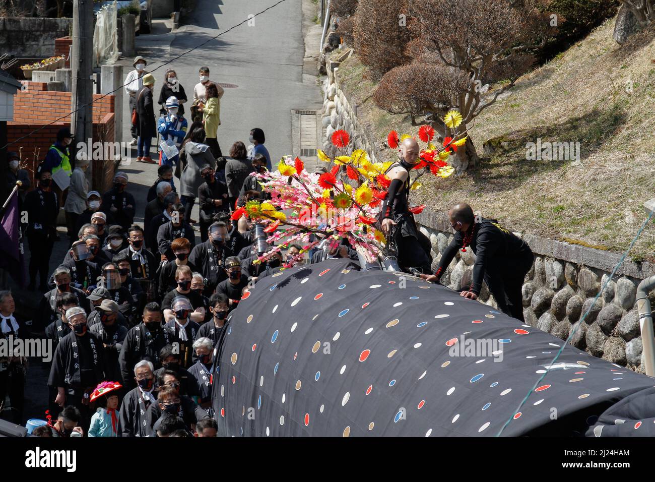 iida, nagano, japan, 2022/24/03 , The lion called shisha got stuck on ...