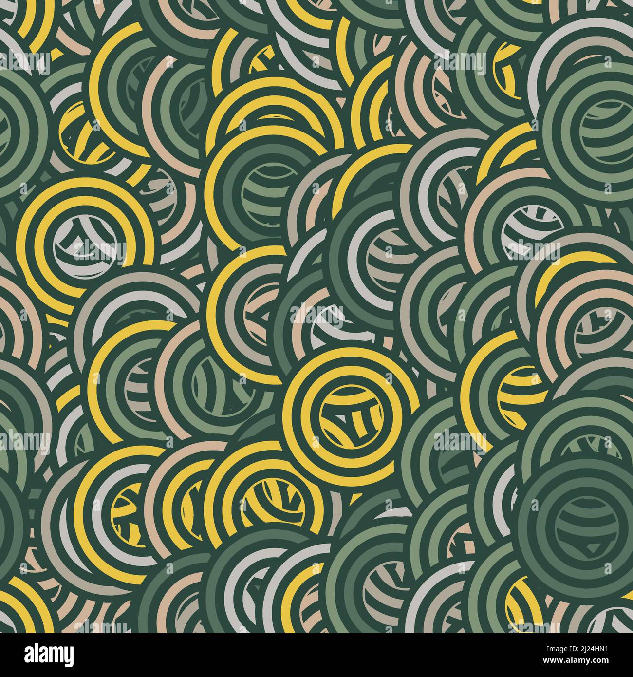Seamless Concentric Circle In Retro Colors Dizzy Surface Pattern Design