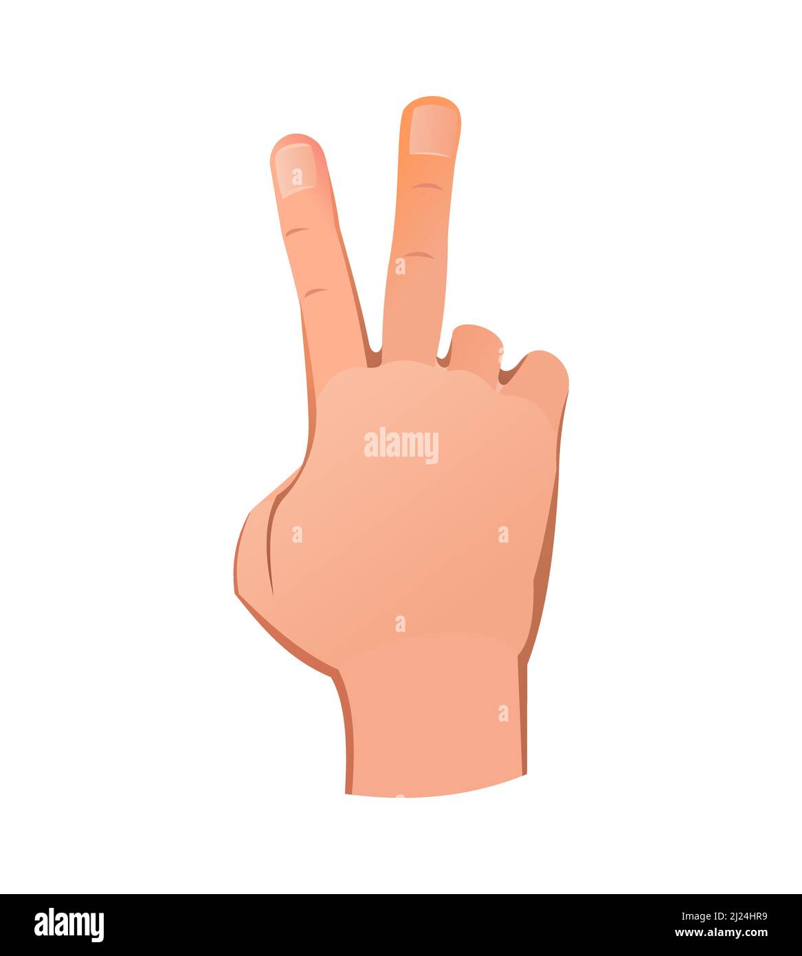 Hand raised up with two finger. Object isolated on white background ...