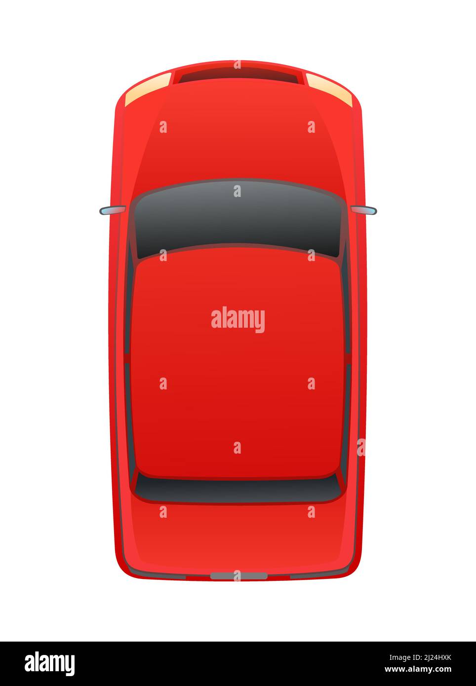 Red automobile. View from above. Modern car. Cartoon cute style ...