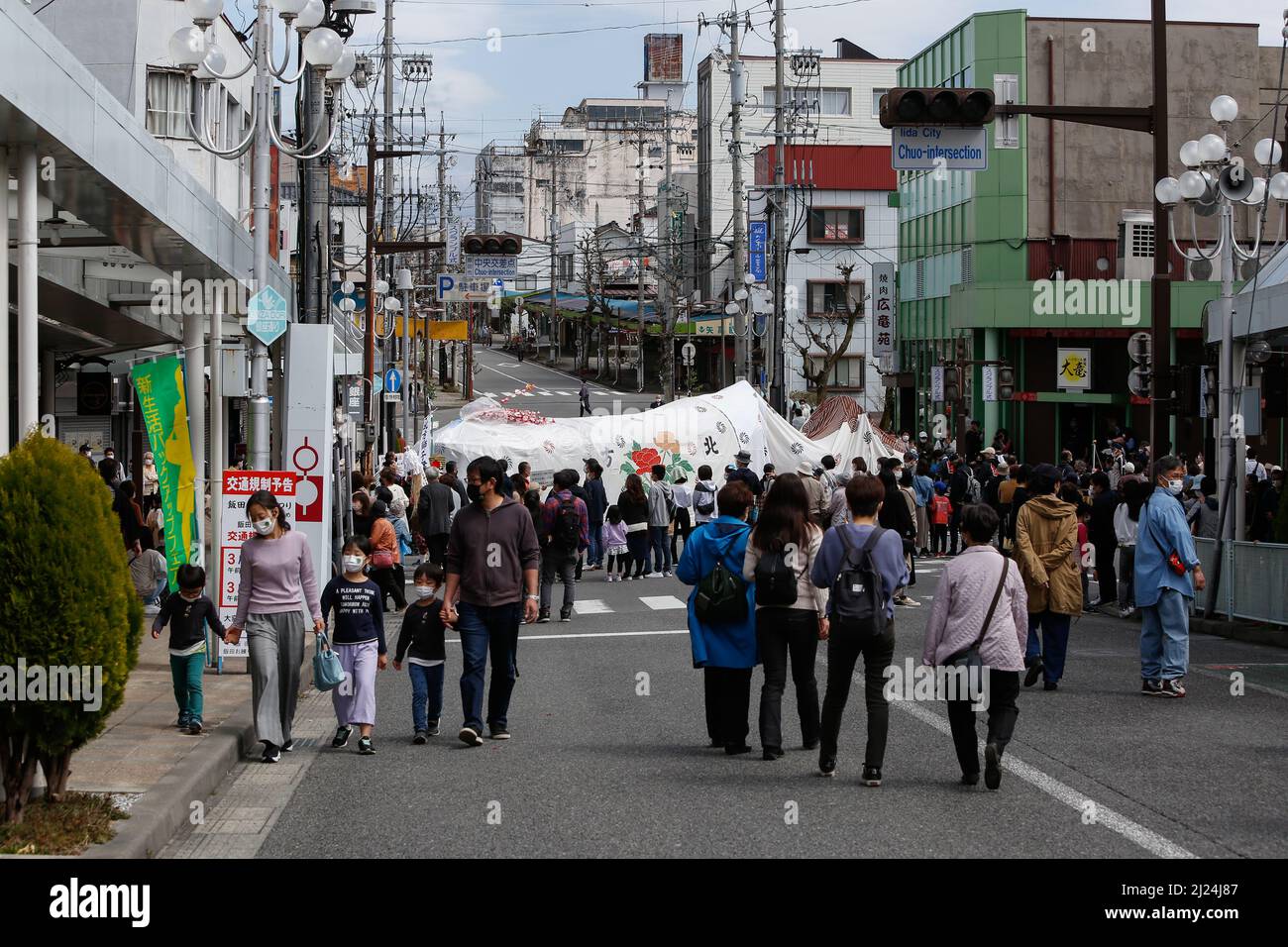 iida, nagano, japan, 2022/27/03 , Crowd in Iida, during the oneri ...