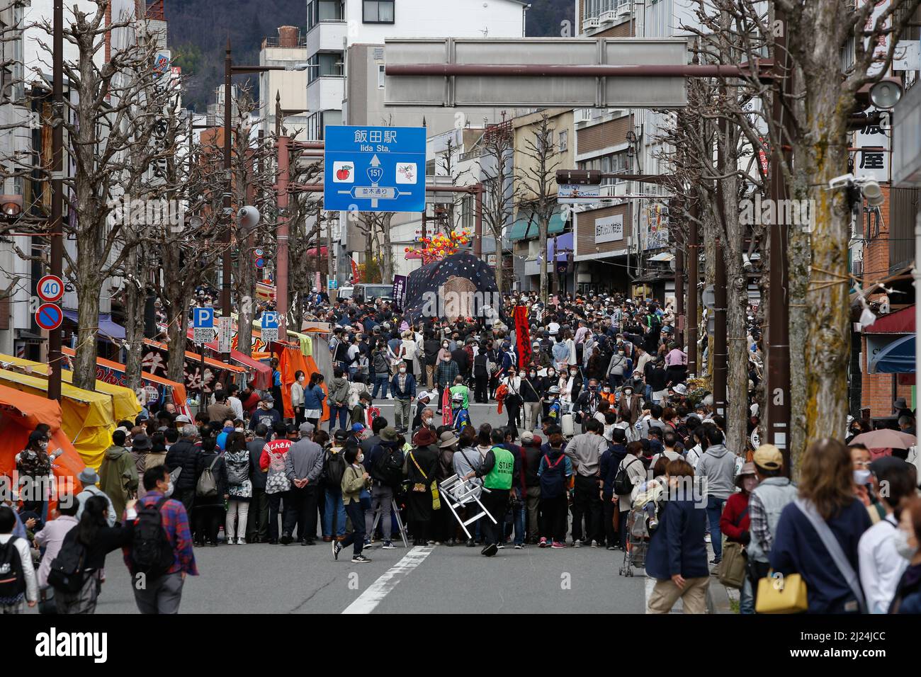 iida, nagano, japan, 2022/27/03 , Crowd in Iida, during the oneri ...
