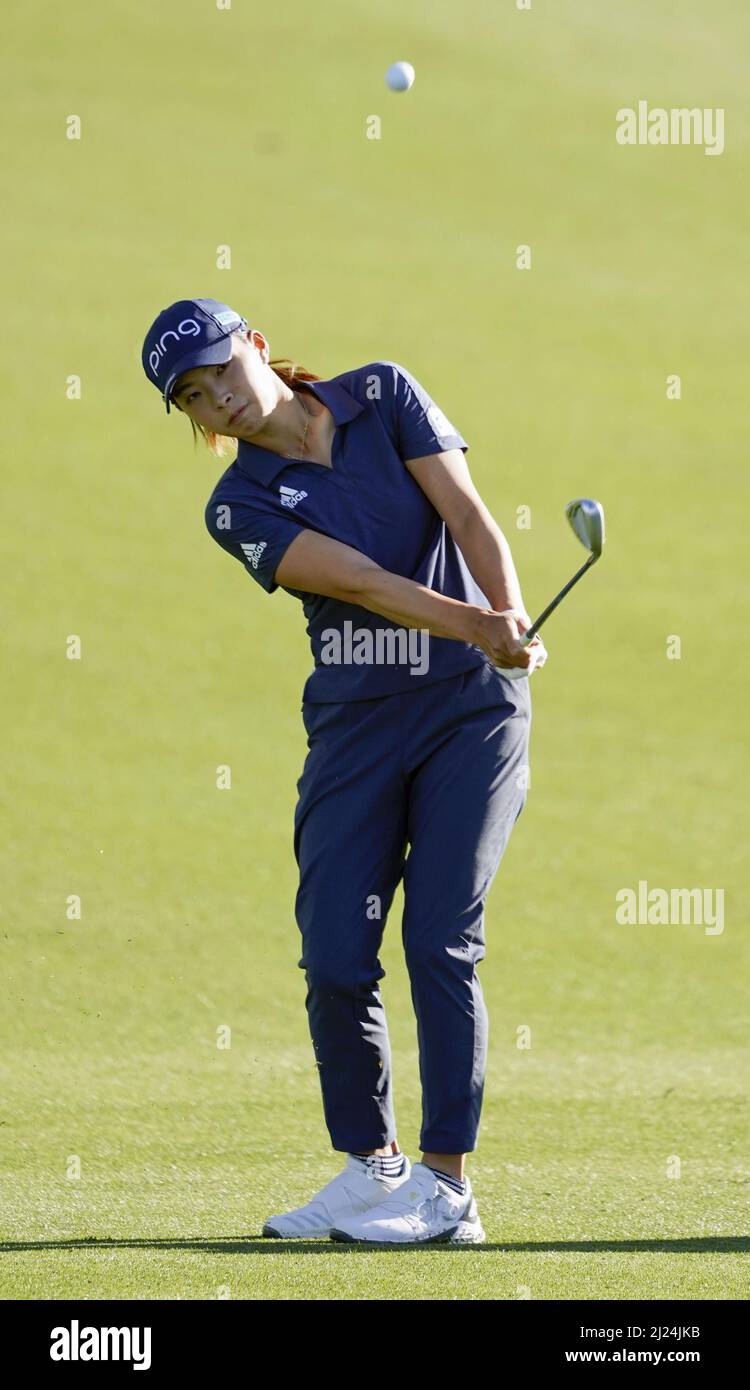 Hinako Shibuno of Japan plays a practice round for the Chevron ...