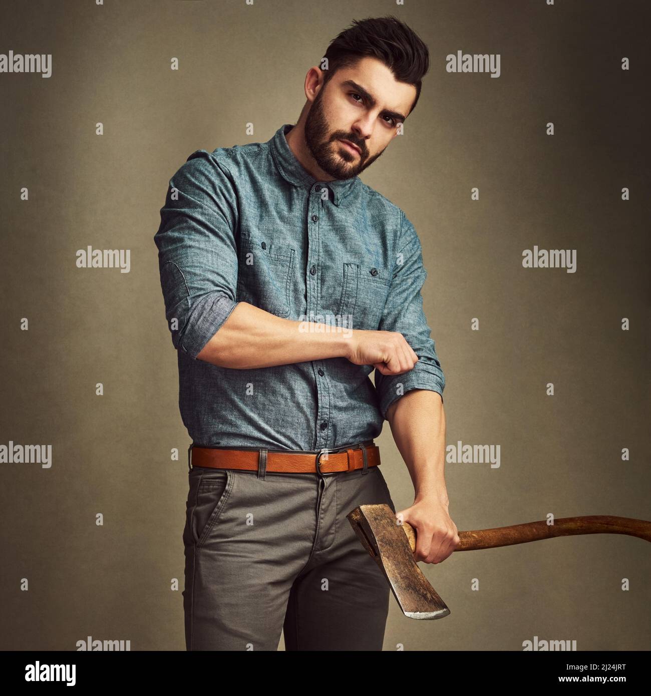 Man posing with axe hi-res stock photography and images - Alamy