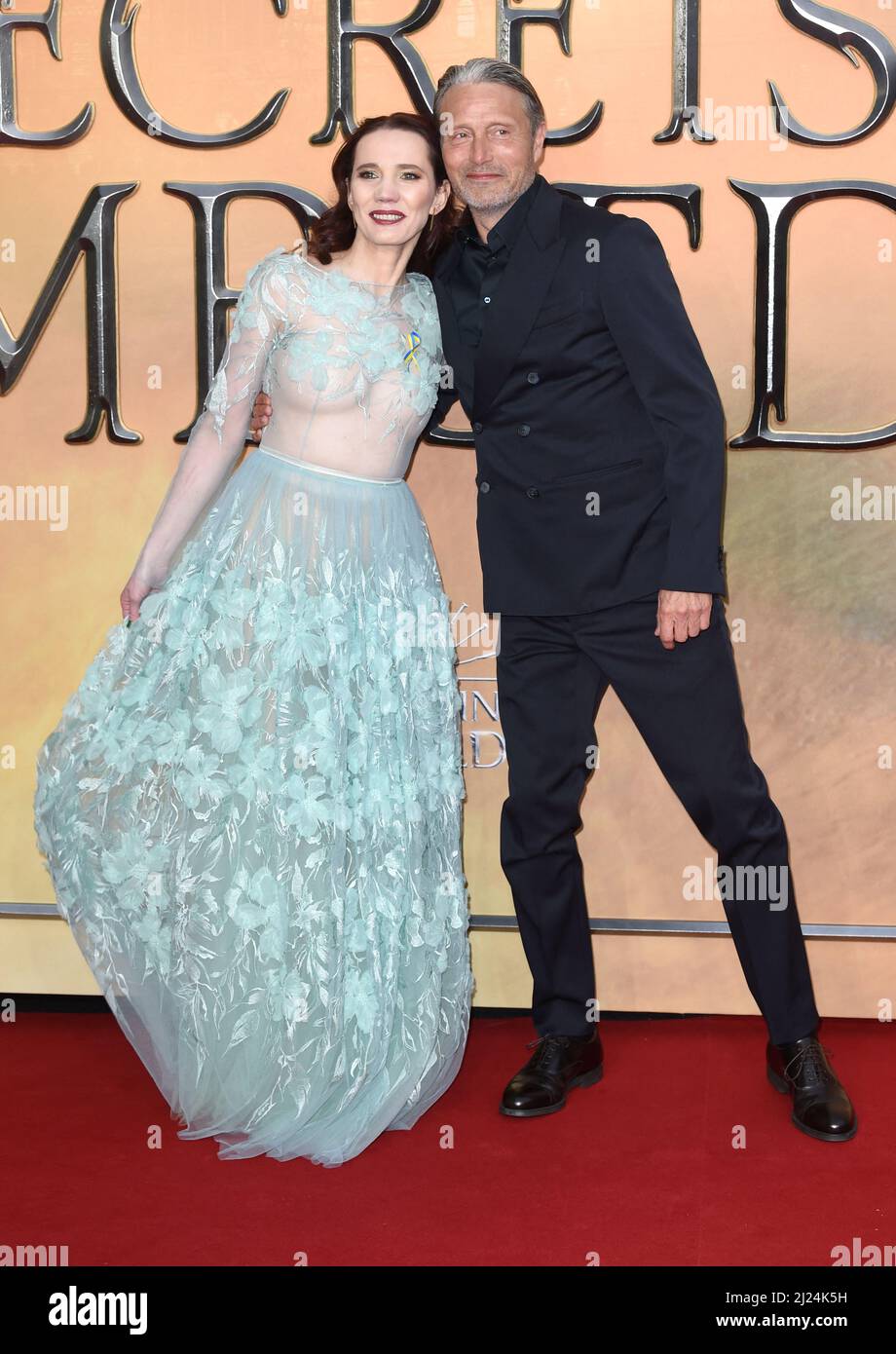 London, UK. 29th Mar, 2022. Maja Bloom and Mads Mikkelsen at the ...