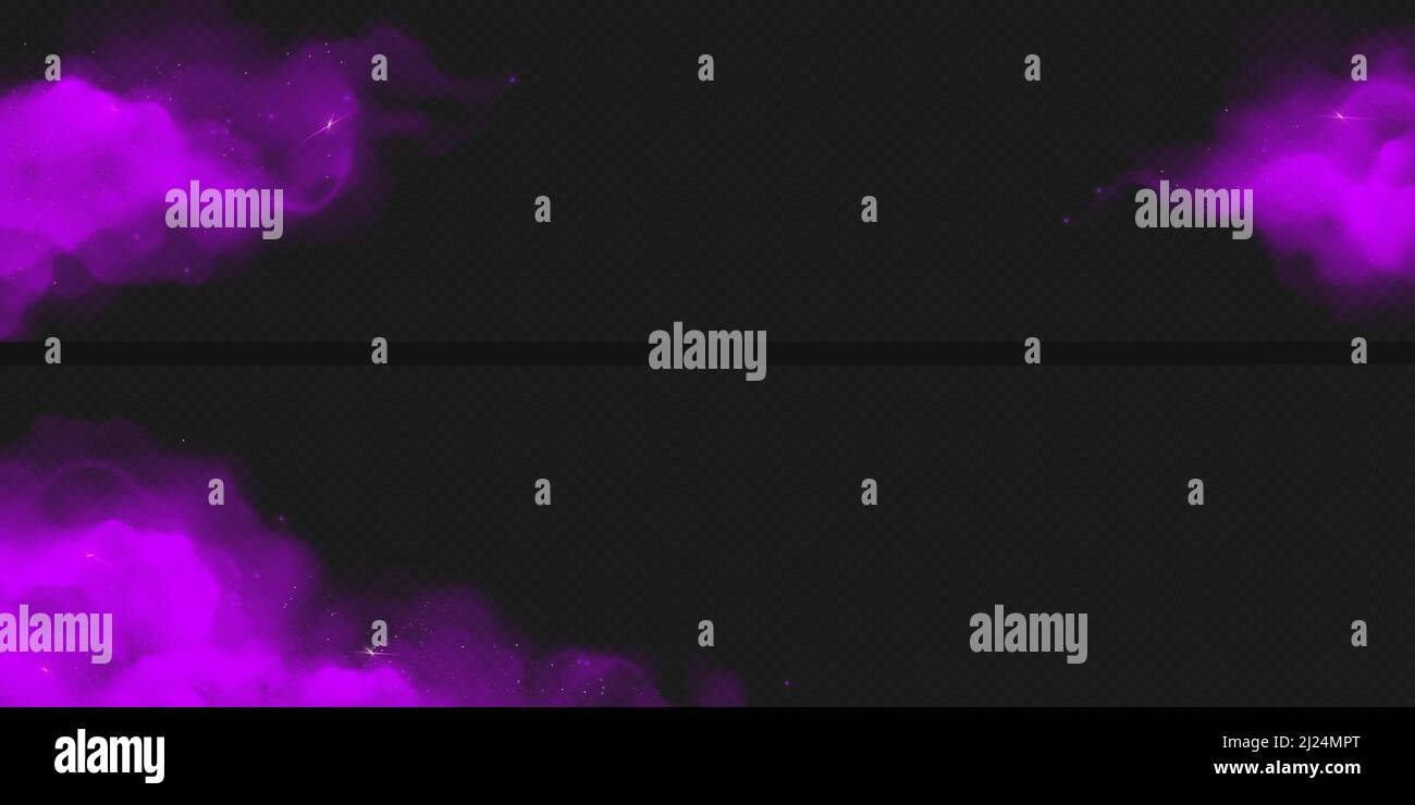 Purple magic dust with sparkles or glitter on black background ...