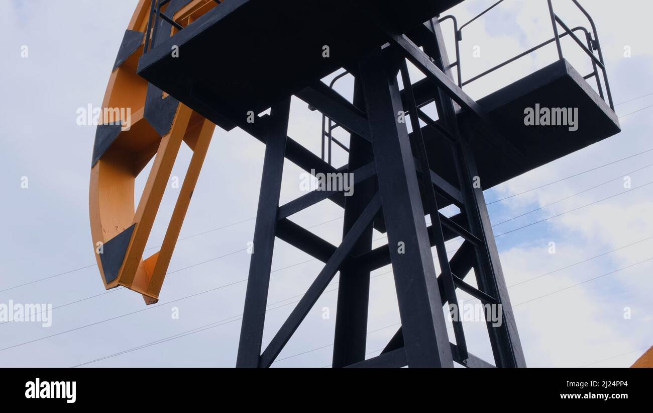 Drilling rig in an oil field. Extraction of oil from underground. Oil ...