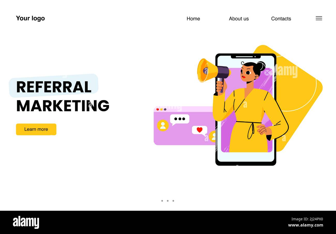 Referral marketing banner. Business strategy of affiliate program and ...