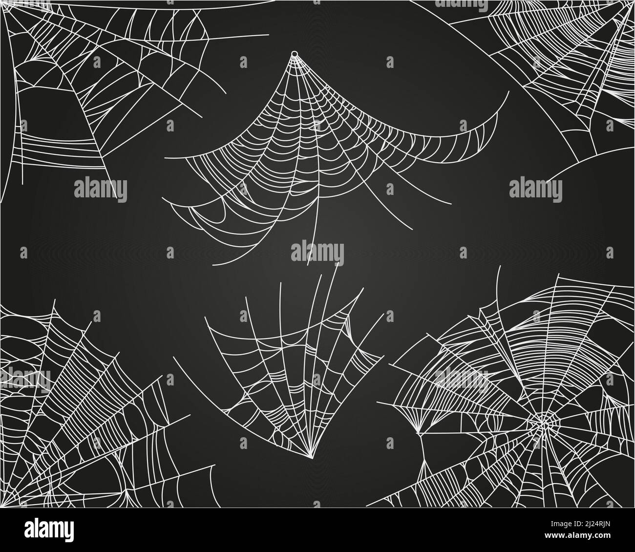 Spider web parts isolated on black background. Scary cobweb outline ...