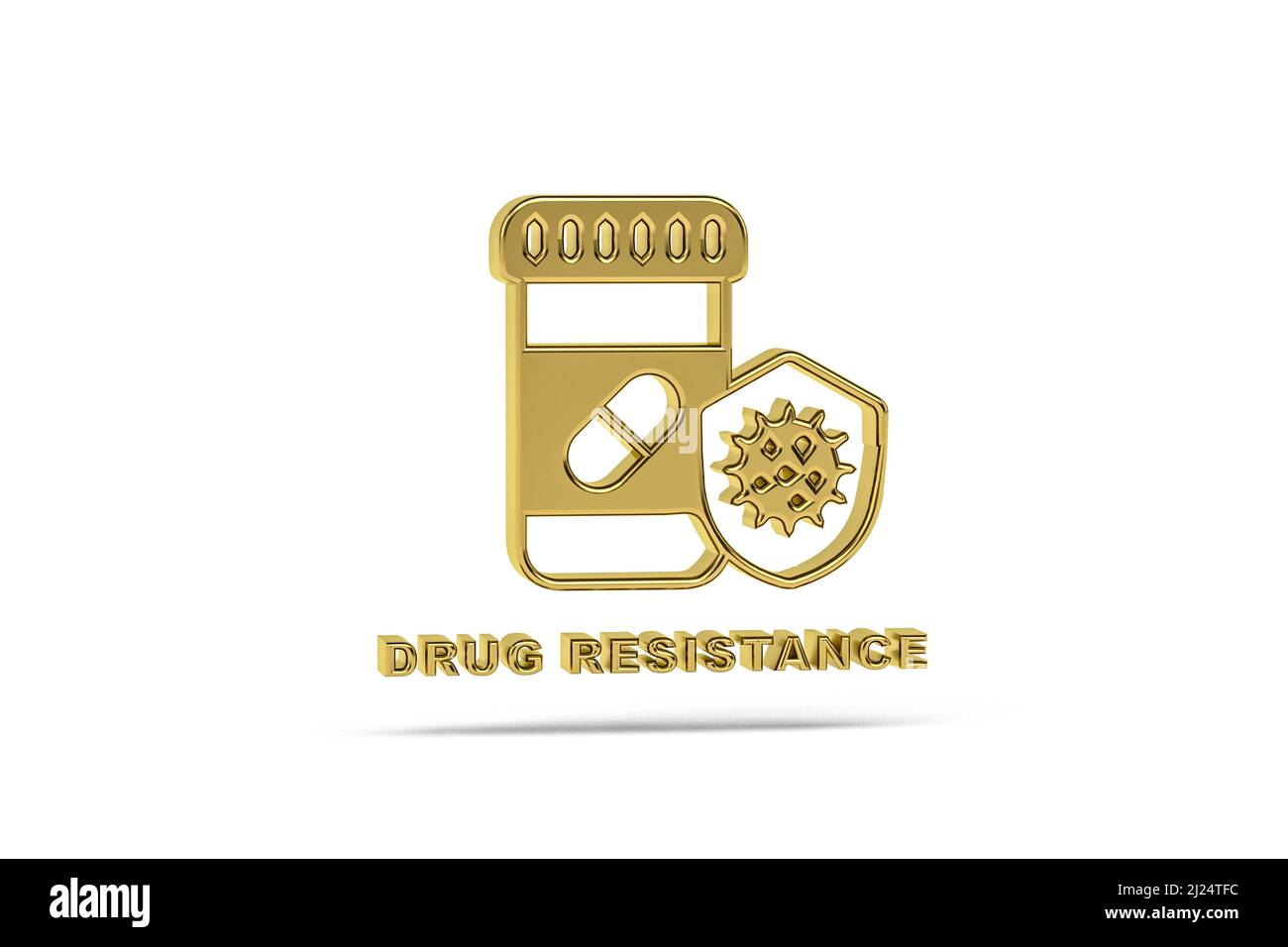 Golden 3d drug resistance icon isolated on white background - 3D render ...