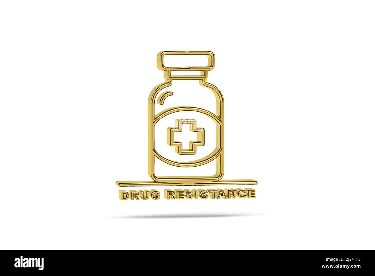 Golden 3d drug resistance icon isolated on white background - 3D render ...