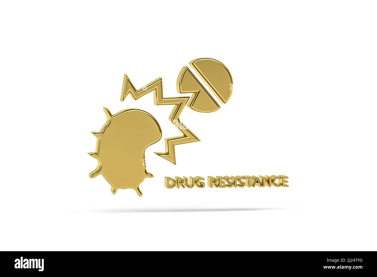 Golden 3d drug resistance icon isolated on white background - 3D render ...
