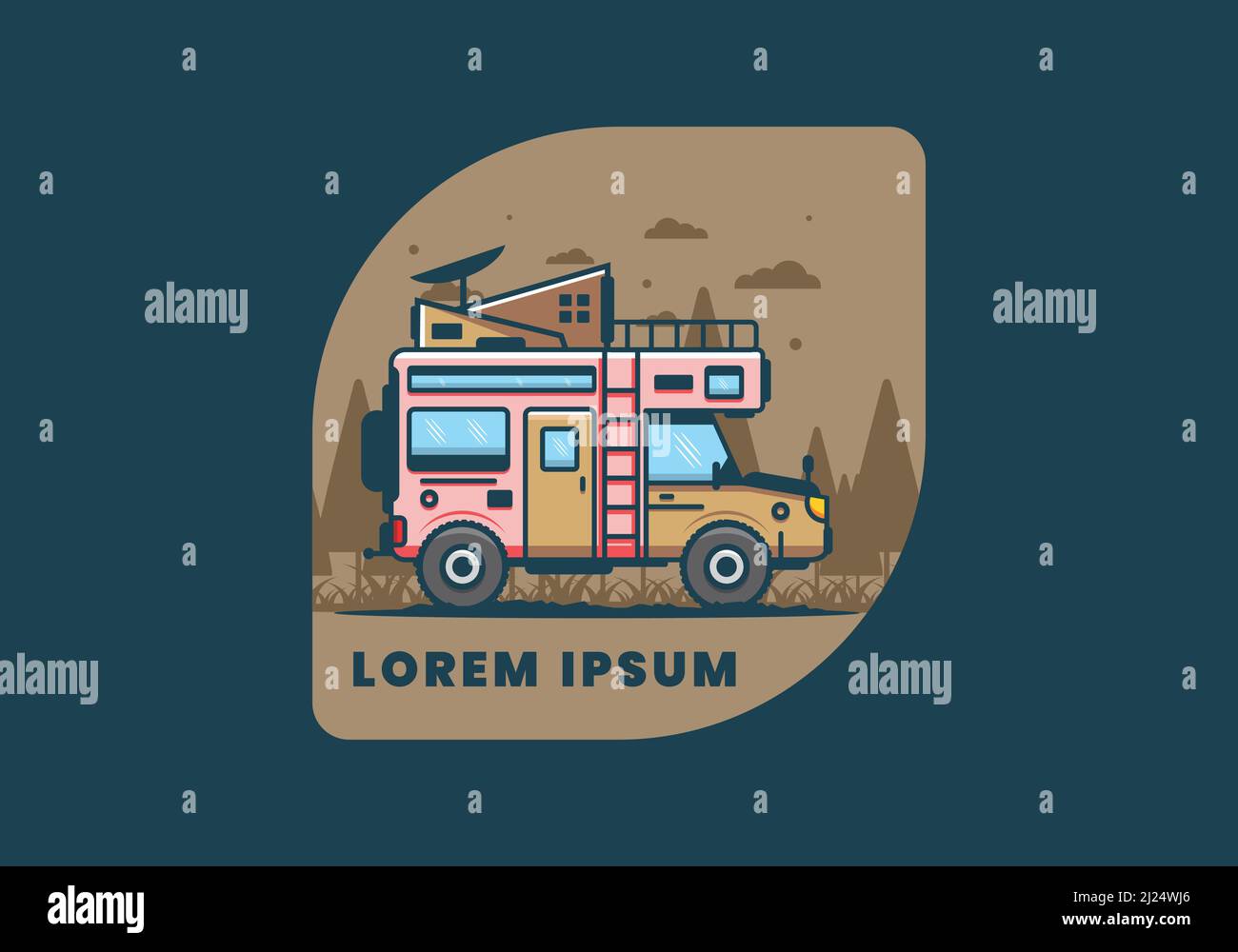 Strong big camper van camping illustration design Stock Vector Image ...