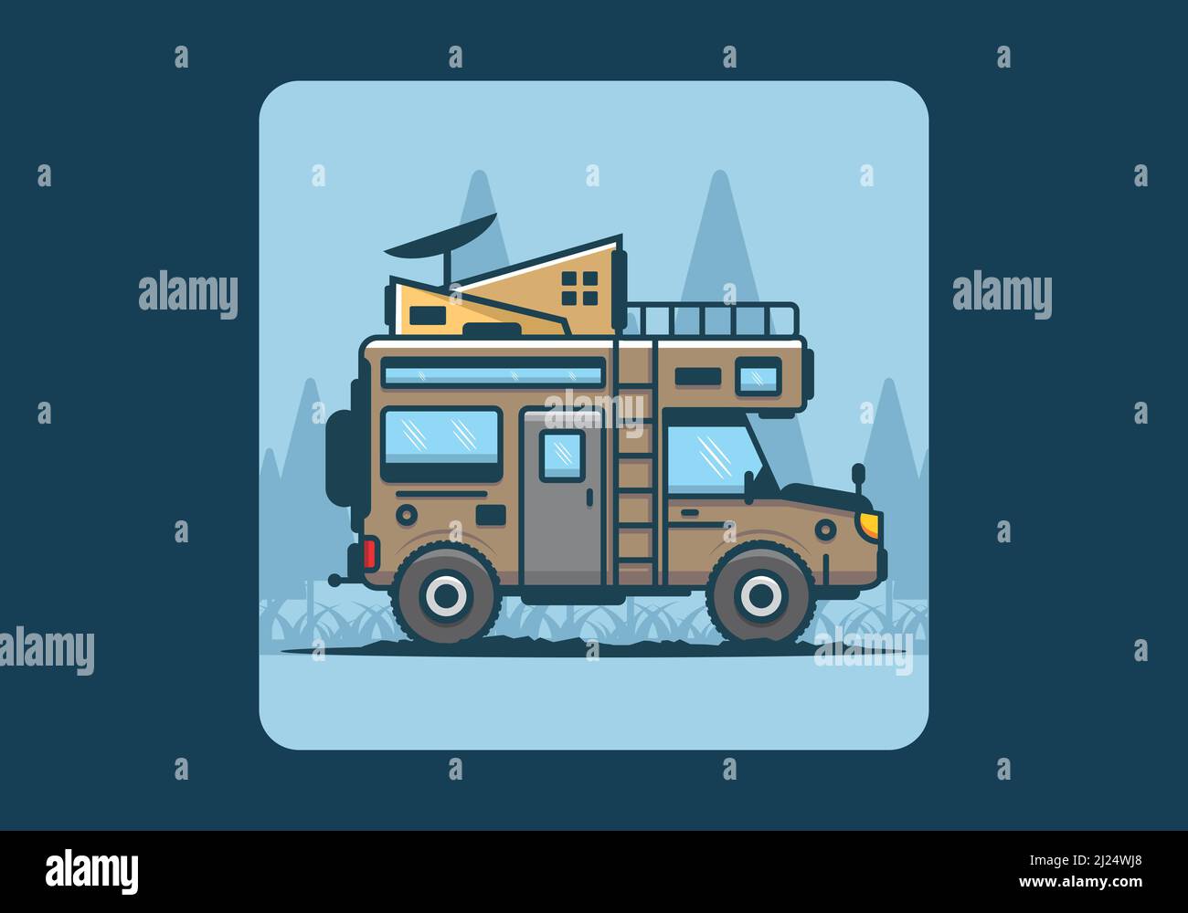 Strong big camper van camping illustration design Stock Vector Image ...