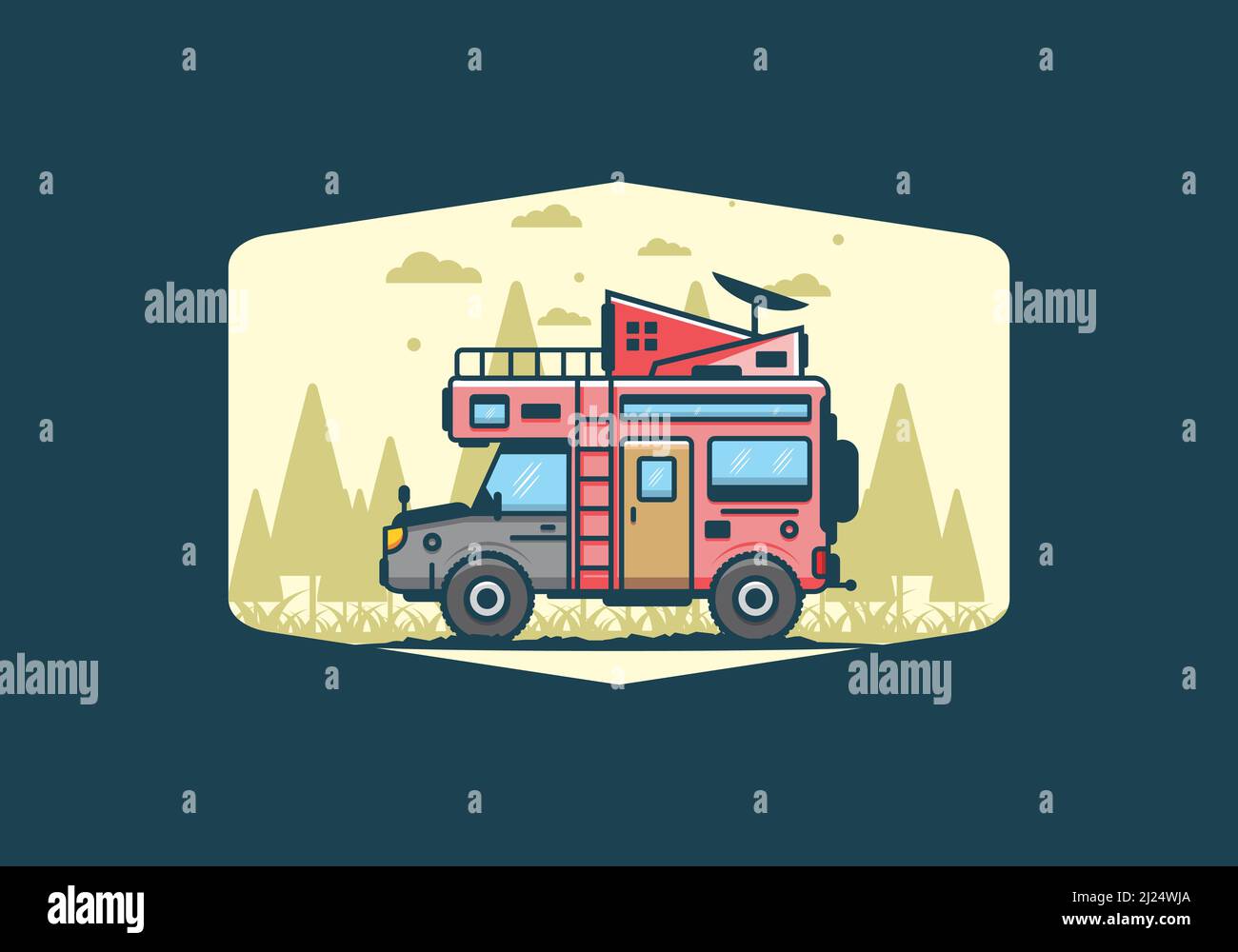 Strong big camper van camping illustration design Stock Vector Image ...