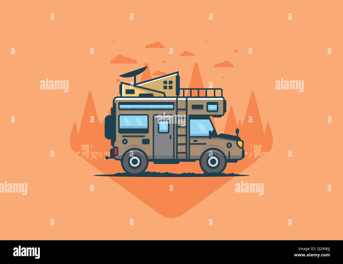 Strong big camper van camping illustration design Stock Vector Image ...