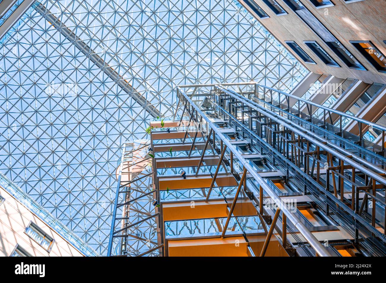 modern architecture background. inside View to modern building ...