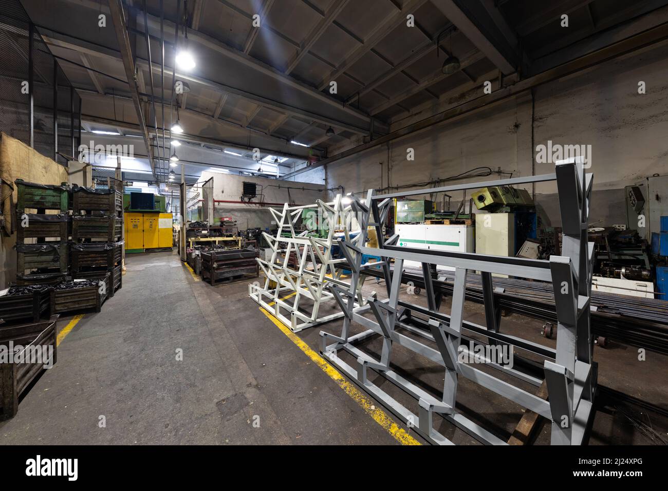 Photo of modern automatic automobile manufacturing workshop. The ...