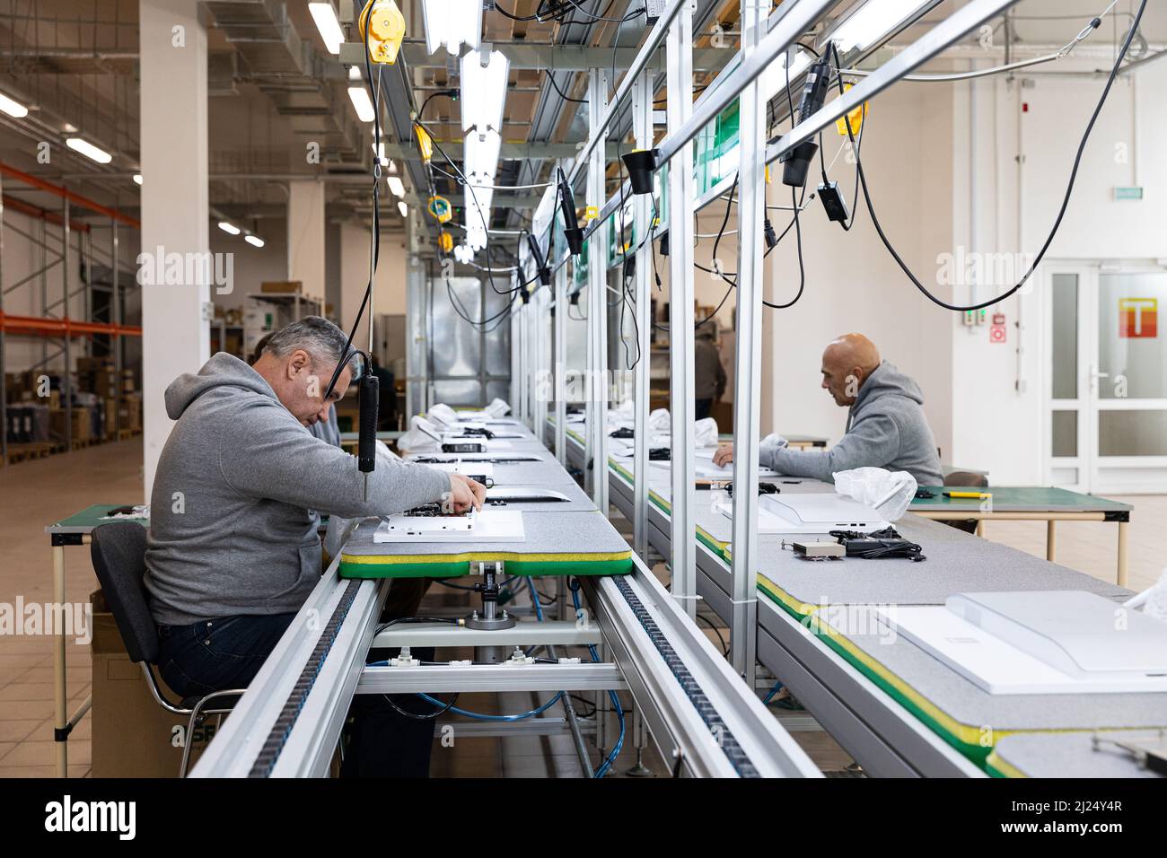 Photo of a large plant inside for assembling monoblocks for computers ...